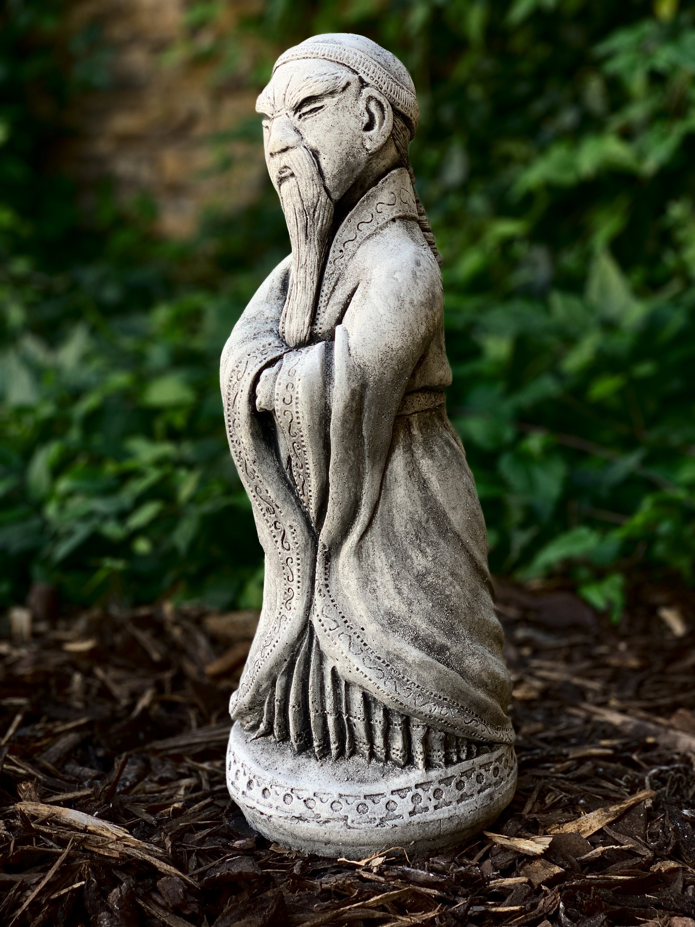 Concrete Wise Man Statue Chinese Man Sculpture Cement Old Man Garden ...