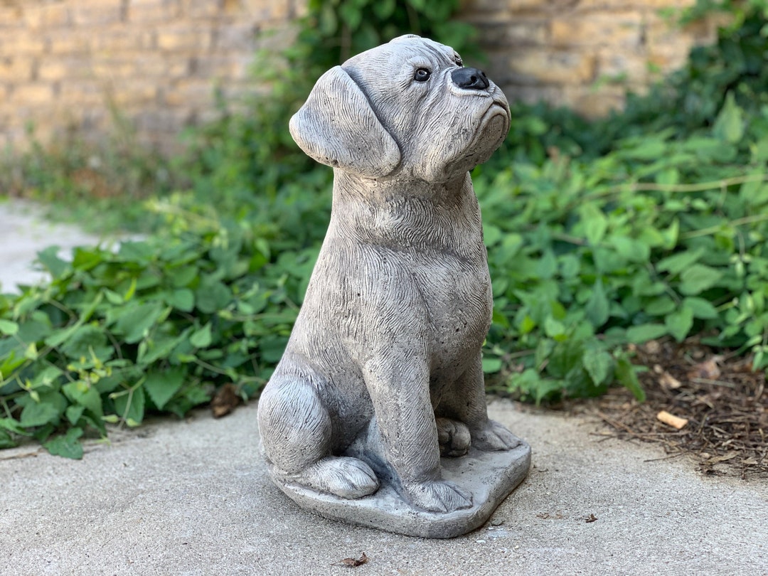 Boxer Dog Statue Concrete Dog Figurine Stone Pet Sculpture Outdoor ...
