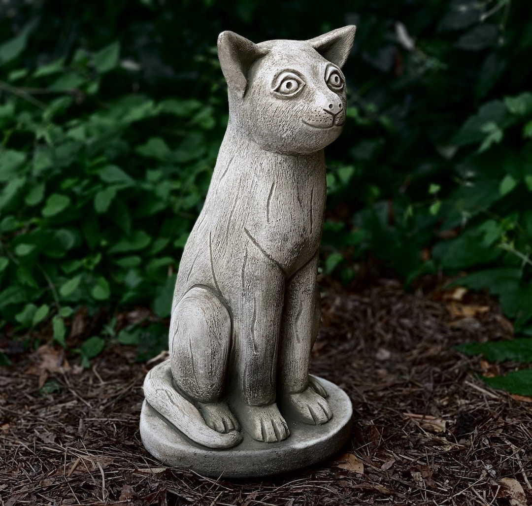 Smiling Cat Statue Funny Cat Sculpture Outdoor Cat Ornament - Etsy