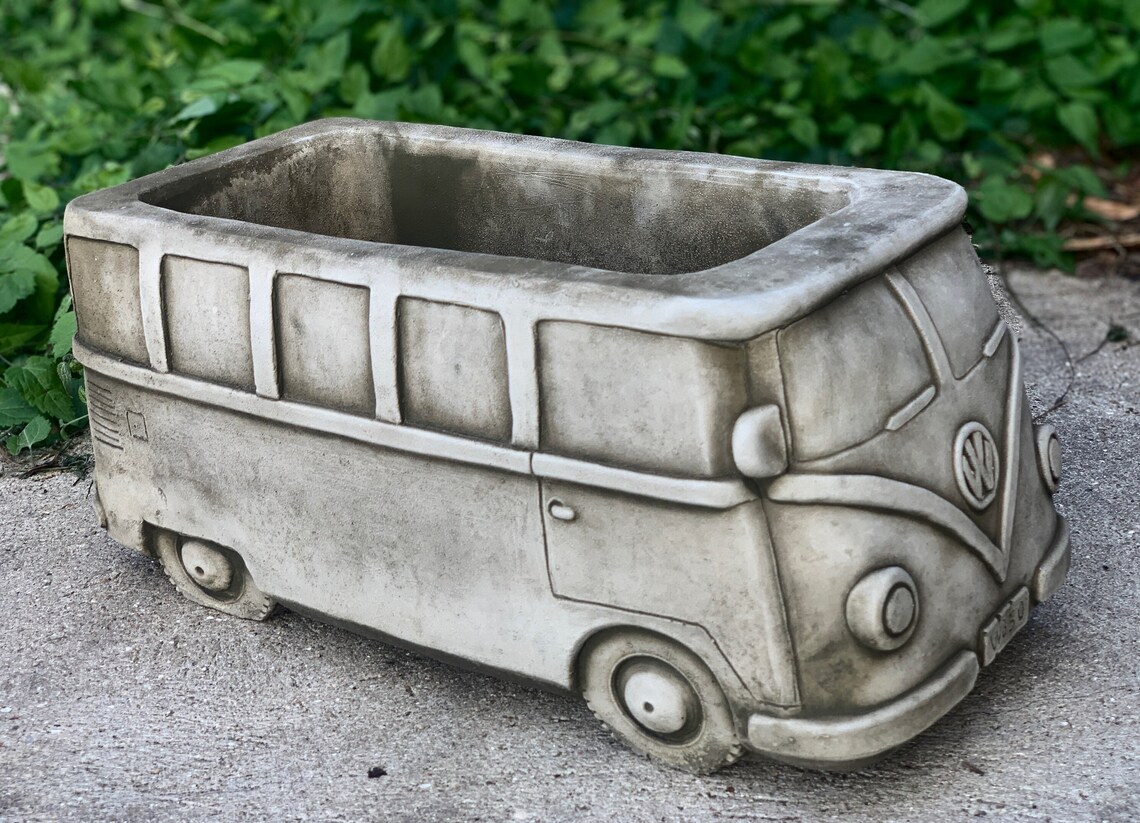 Hippie Bus Planter Statue Outdoor Campervan Planter Cement Hippie Bus ...