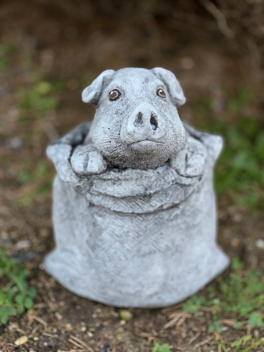 Farmhouse Ornament Concrete Pig Figurine Stone Hog Sculpture Farm ...