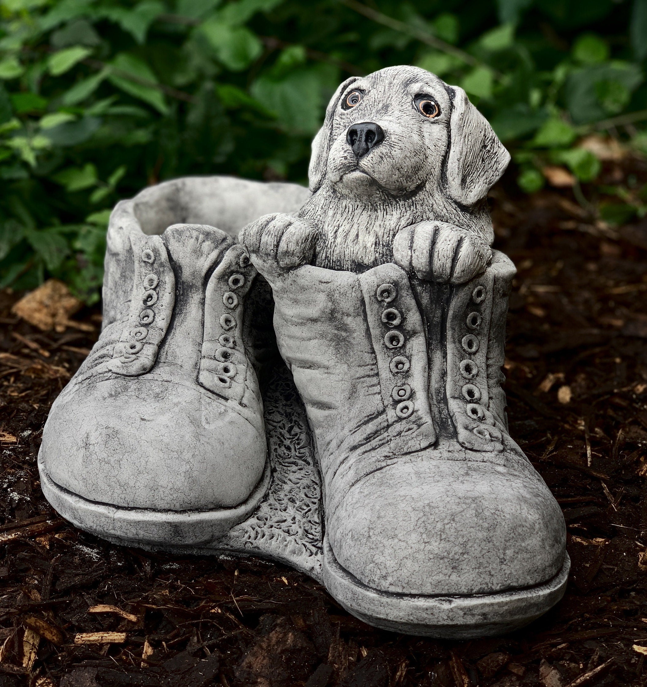 Puppy in Boots Statue Cement Puppy Sculpture Lovely Puppy Ornament ...