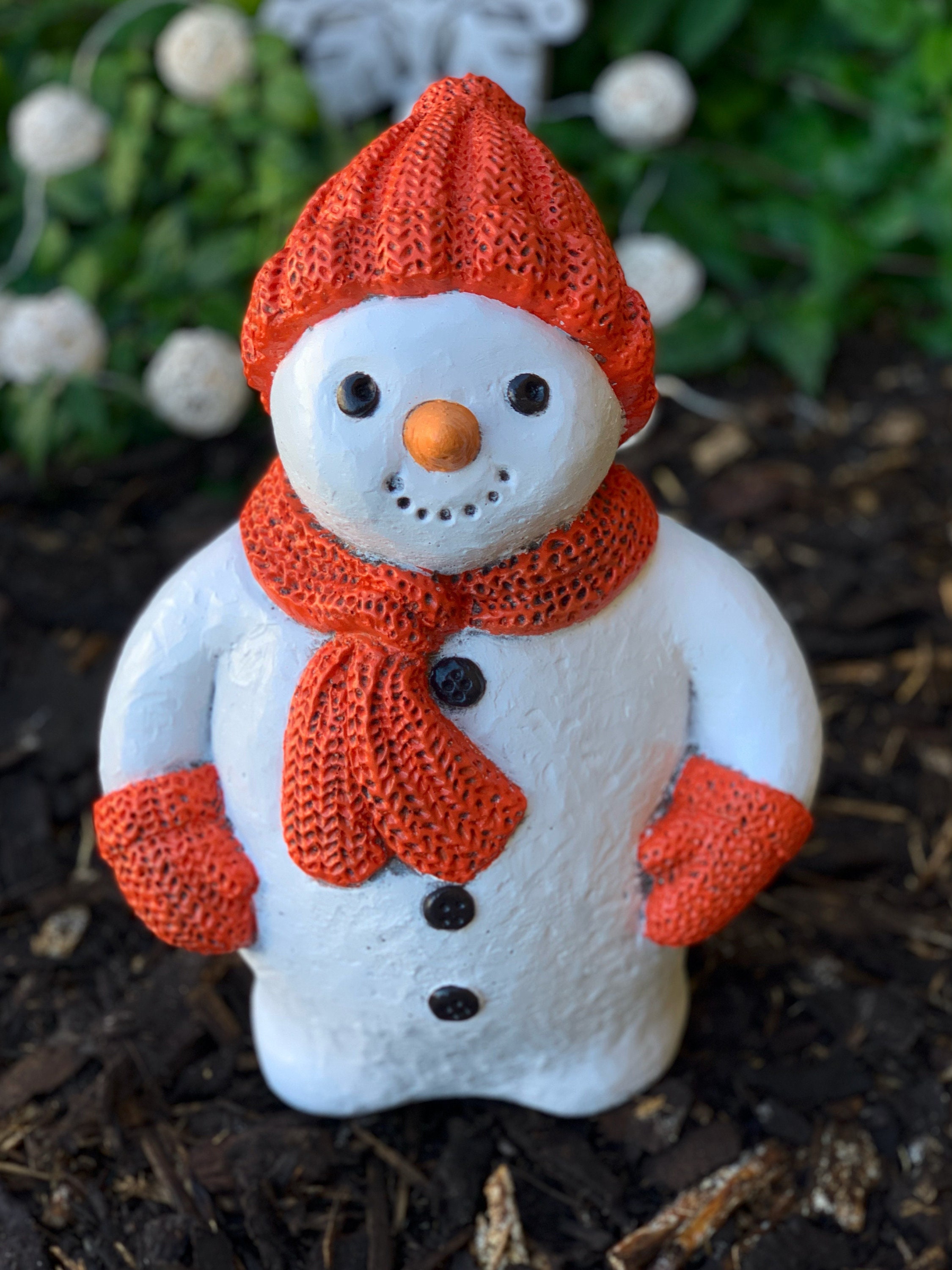 Lovely Snowman Statue Concrete Snowman Figurine Cement Snowman - Etsy