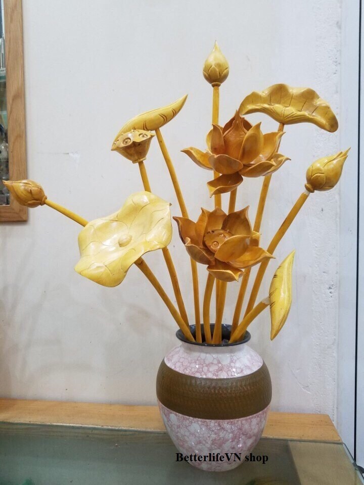 Bouquet of Wooden Lotus Flower Handcrafted Lotus Handmade - Etsy