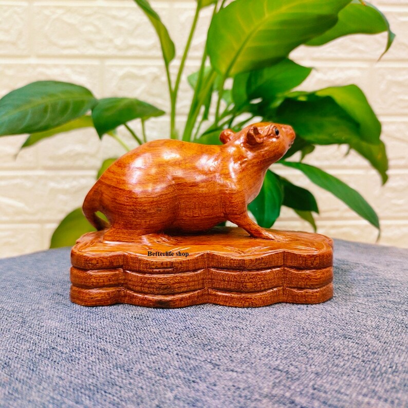 Handcrafted Rat Statue Wooden Rat Animal Statue Bring Luck - Etsy