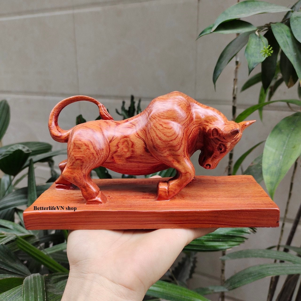 Solid Wooden Bull, Feng Shui Sculpture of Bull, Strong Gaur, Animal ...