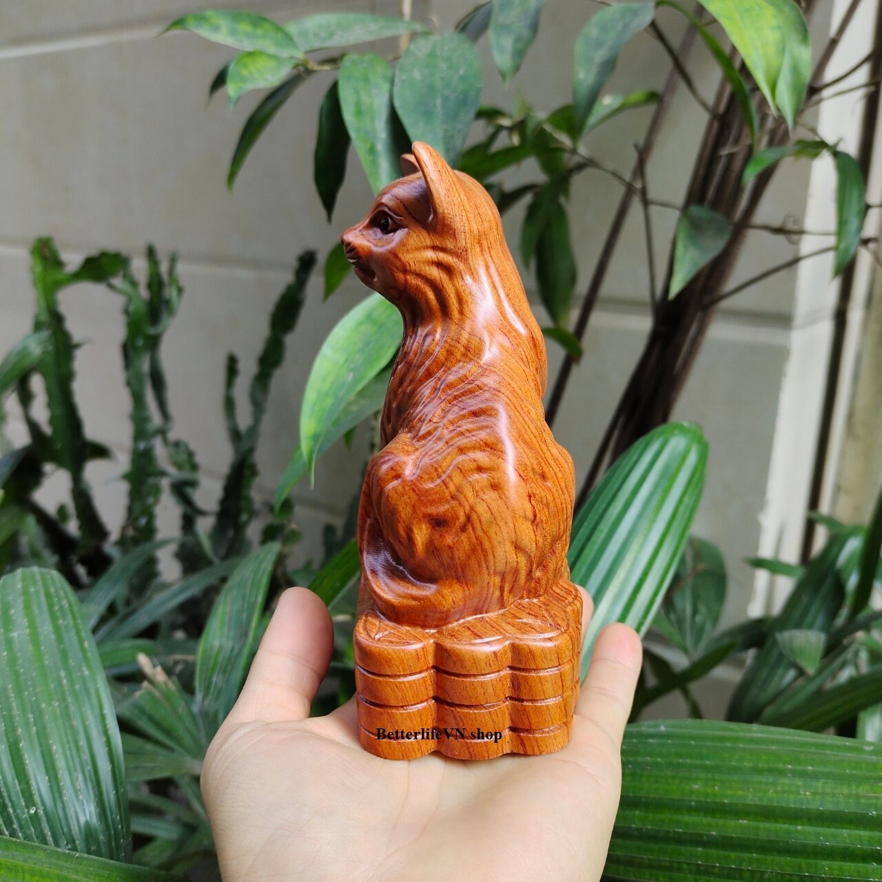 Solid Wooden Cat Feng Shui Cat Statue Handcrafted Cat Cat - Etsy