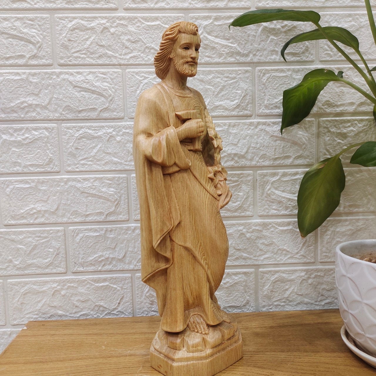 Hand Carved Wooden Saint Joseph Statue: Catholic Gift (15.7 Inches) - Etsy