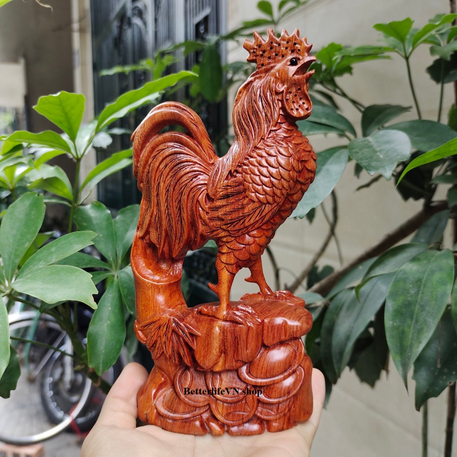Feng Shui Rooster 7.8 Inches Size Wooden Rooster Carved - Etsy