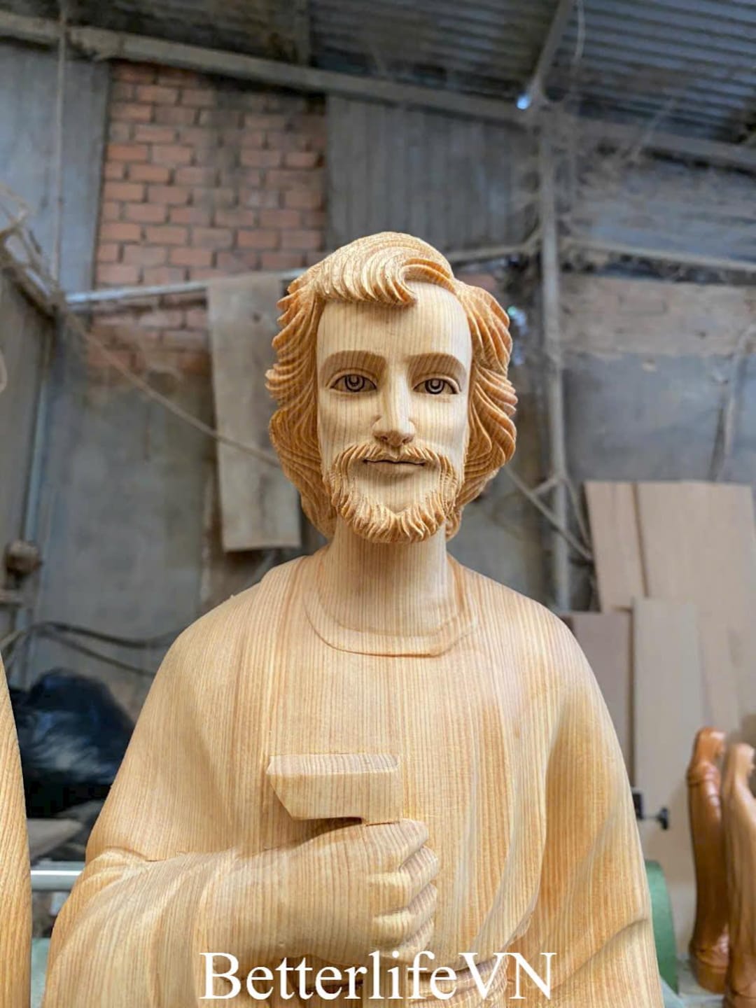 Wooden Saint Joshep Statue, Jesus' Earthly Father, Wooden Catholic Gift ...