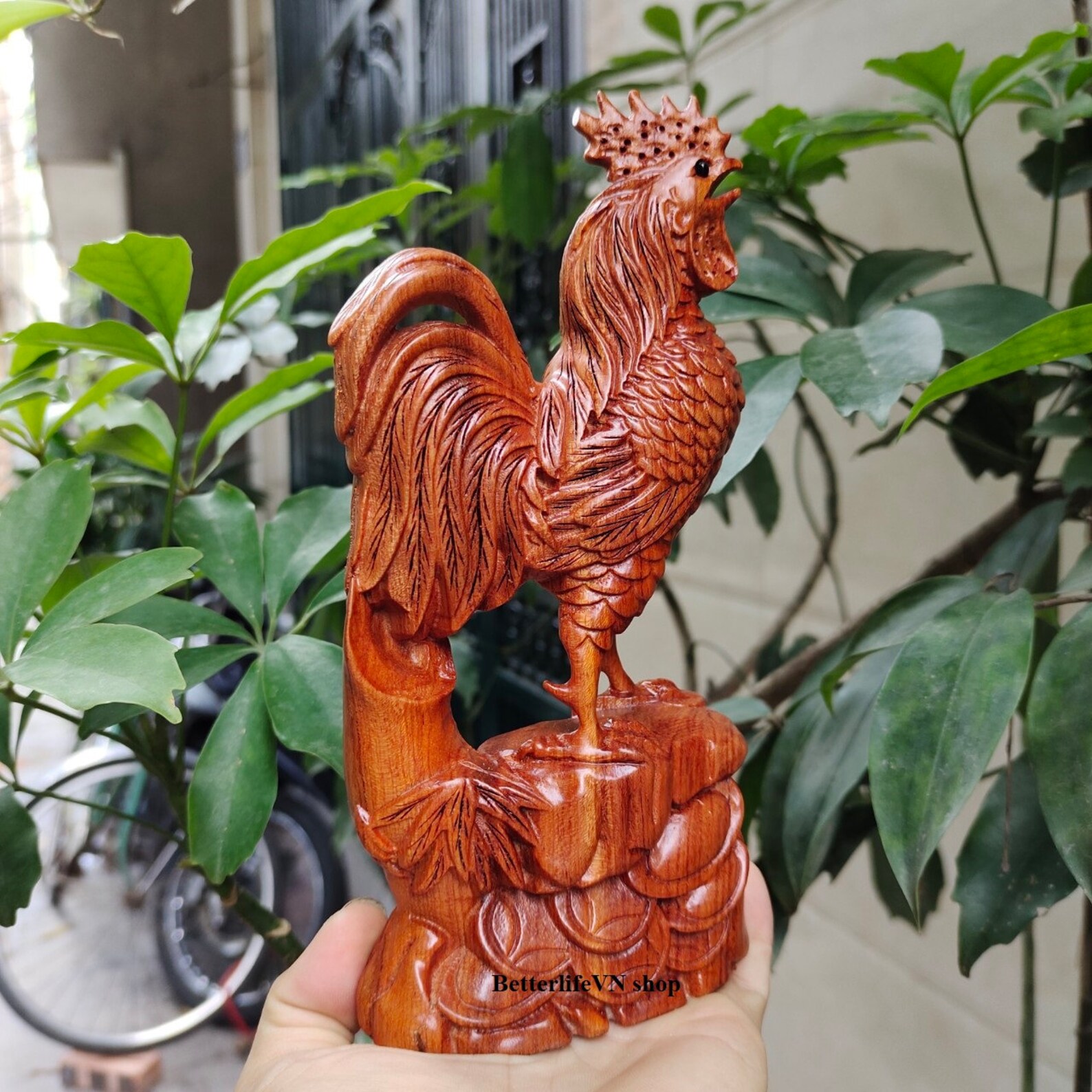 Feng Shui Rooster 7.8 Inches Size Wooden Rooster Carved - Etsy