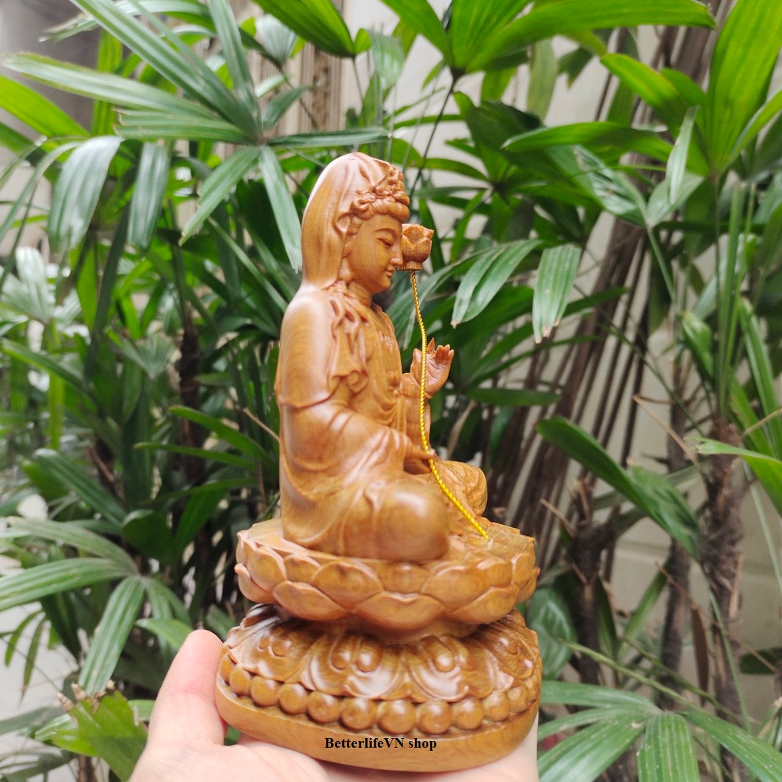 Handcrafted Cypress Wood Bodhisattva Statue: Guan Yin Buddha Decor - Etsy