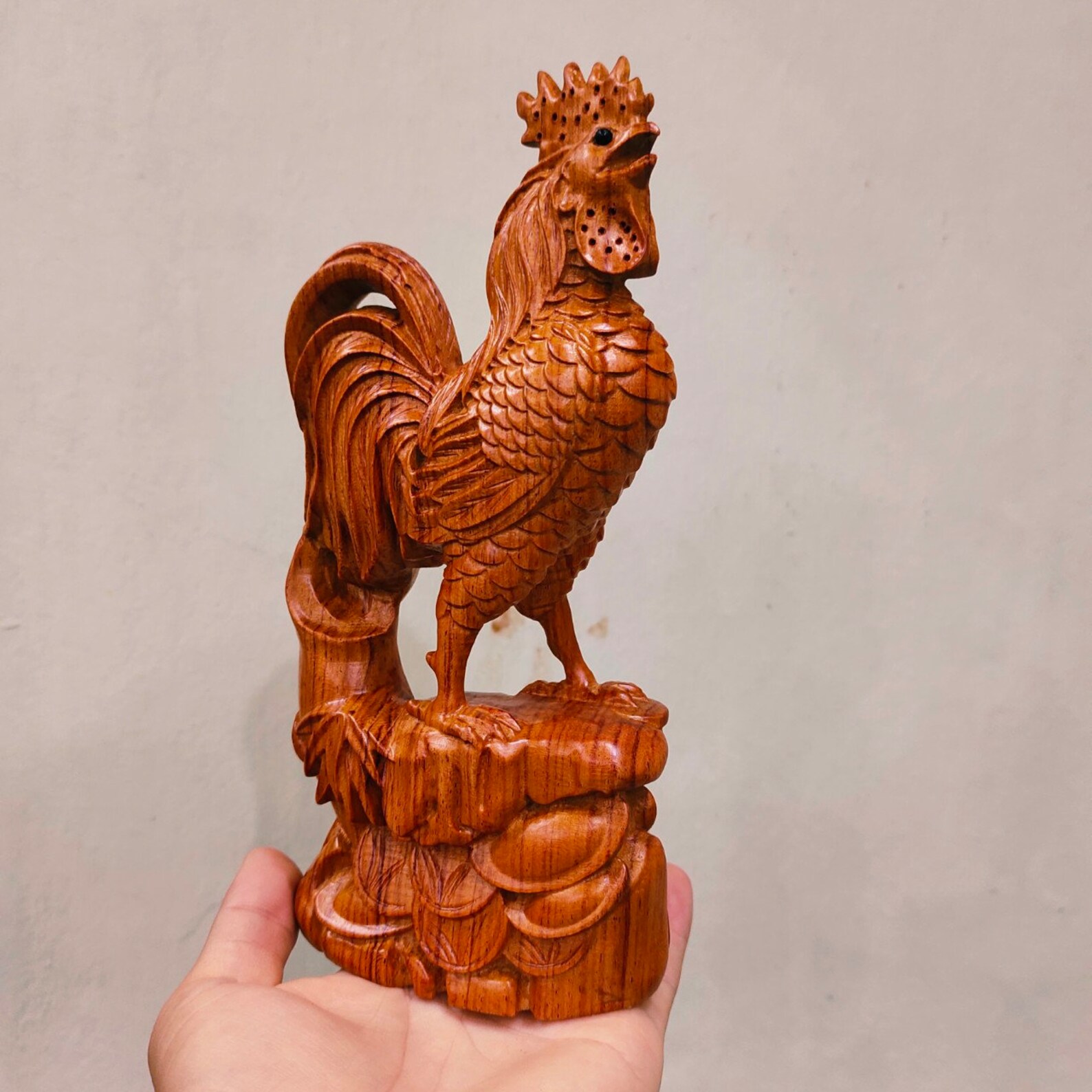 Feng Shui Rooster 7.8 Inches Size Wooden Rooster Carved - Etsy