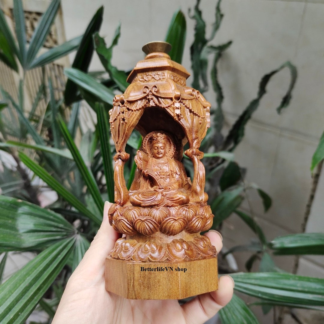Cypress Wood Buddha Statue: Amitabha, Guan Yin, Home & Car Decor - Etsy