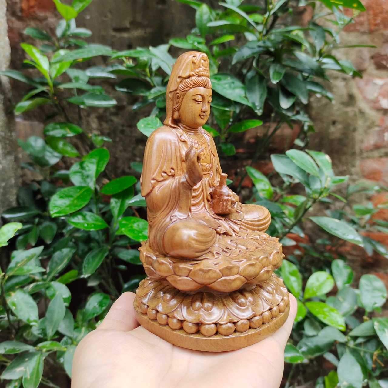 Wood Guanyin Sitting on Lotus Statue of Guan Yin Hand-carved - Etsy