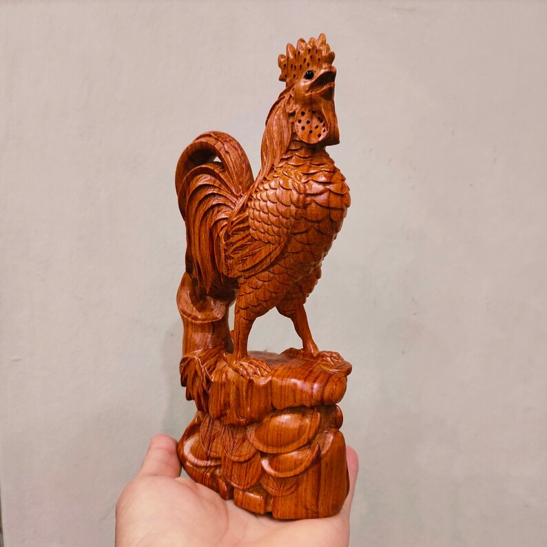 Feng Shui Rooster 7.8 Inches Size Wooden Rooster Carved - Etsy