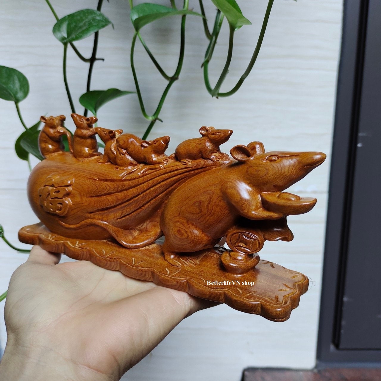 Wooden Rats Family Statue Bring Luck and Wealthy Wooden - Etsy