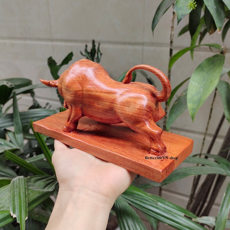Solid Wooden Bull Feng Shui Sculpture of Bull Strong Gaur - Etsy