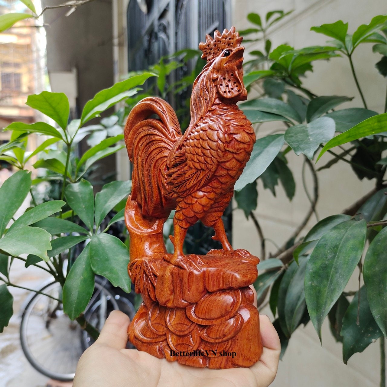 Feng Shui Rooster 7.8 Inches Size Wooden Rooster Carved - Etsy