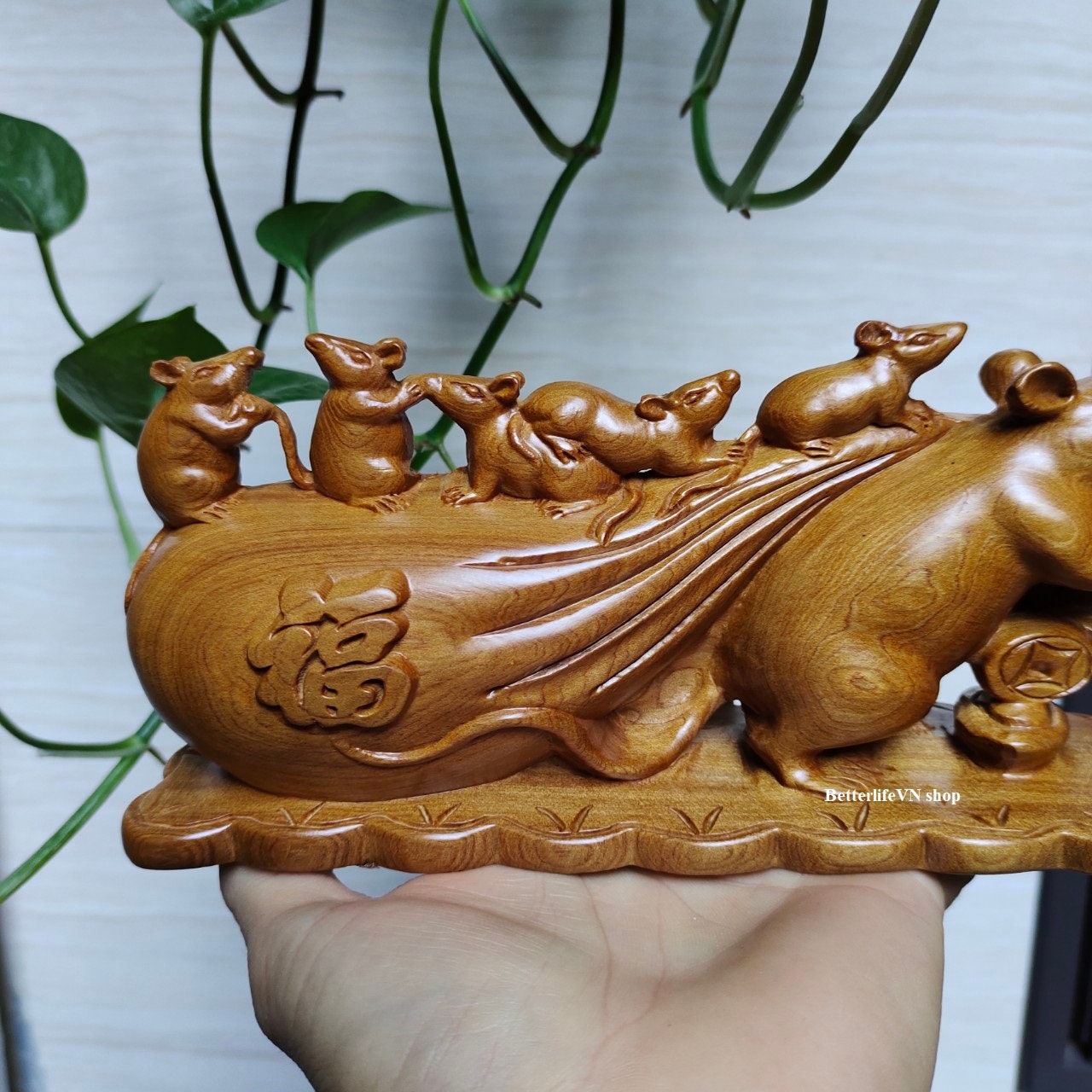 Wooden Rats Family Statue Bring Luck and Wealthy Wooden - Etsy