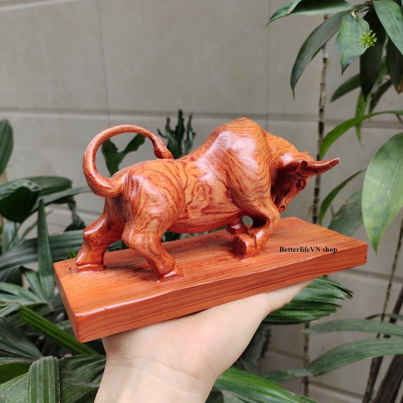 Solid Wooden Bull, Feng Shui Sculpture of Bull, Strong Gaur, Animal ...