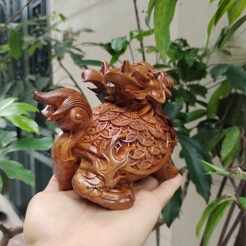 Handcrafted Dragon Turtle Statue Wooden Dragon Turtle Home - Etsy