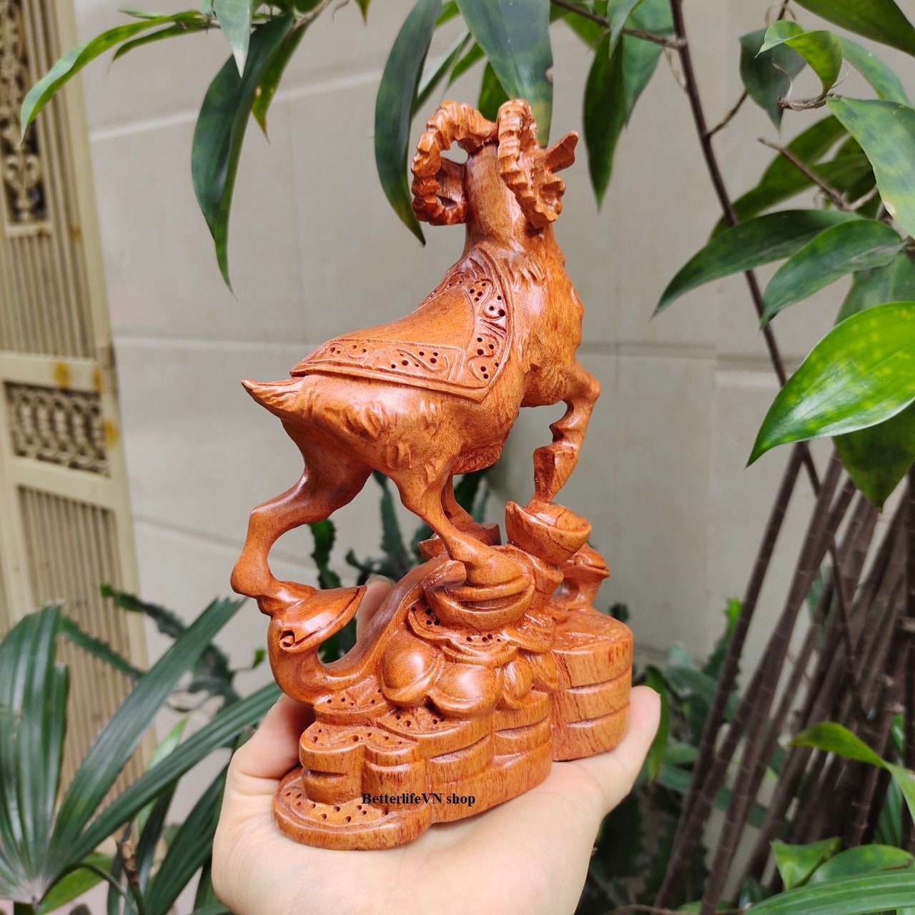 Wooden Goat Statue 7.8h Crafted Feng Shui Statue of - Etsy
