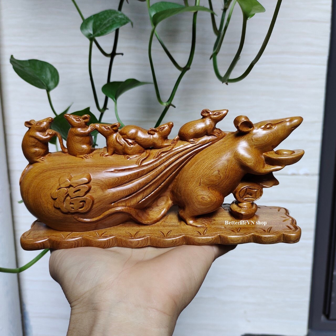 Wooden Rats Family Statue Bring Luck and Wealthy Wooden - Etsy