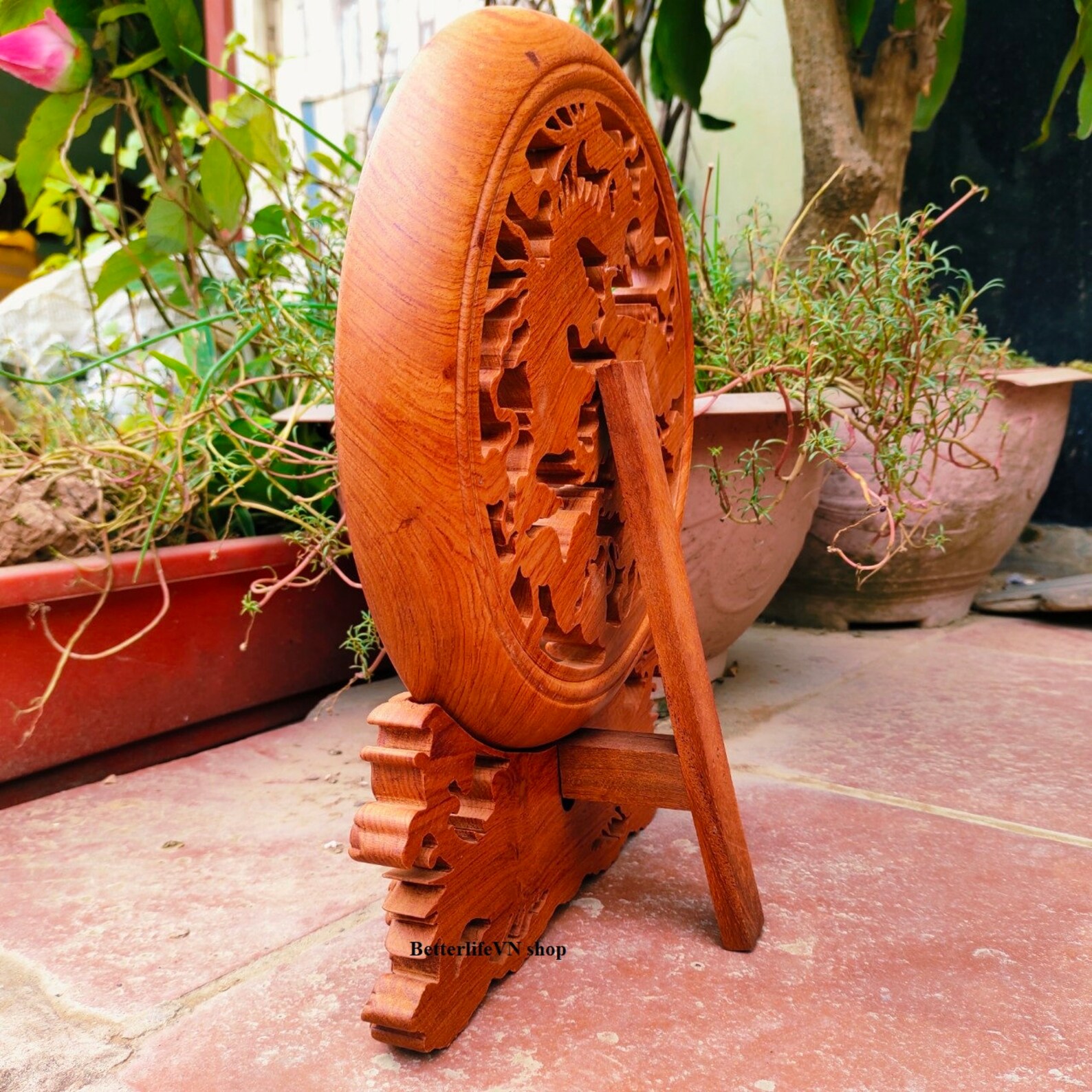 Handcrafted Wooden Dragon Unicorn Turtle and Phoenix Plate 15.7H, Home ...