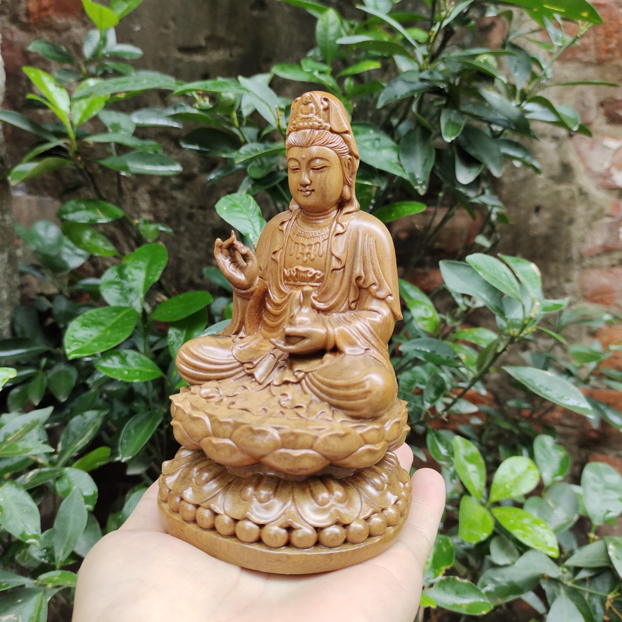Wood Guanyin Sitting on Lotus Statue of Guan Yin Hand-carved - Etsy