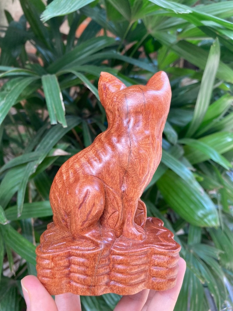 Small Wooden Cat Feng Shui Cat Statue Handcrafted Cat Small - Etsy