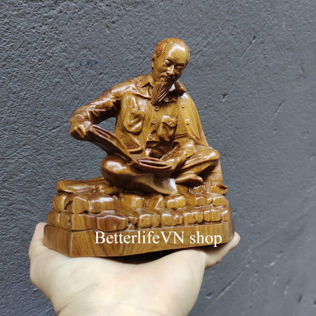 Wooden Ho Chi Minh President Statue, Handcrafted Uncle Ho, Statue of ...