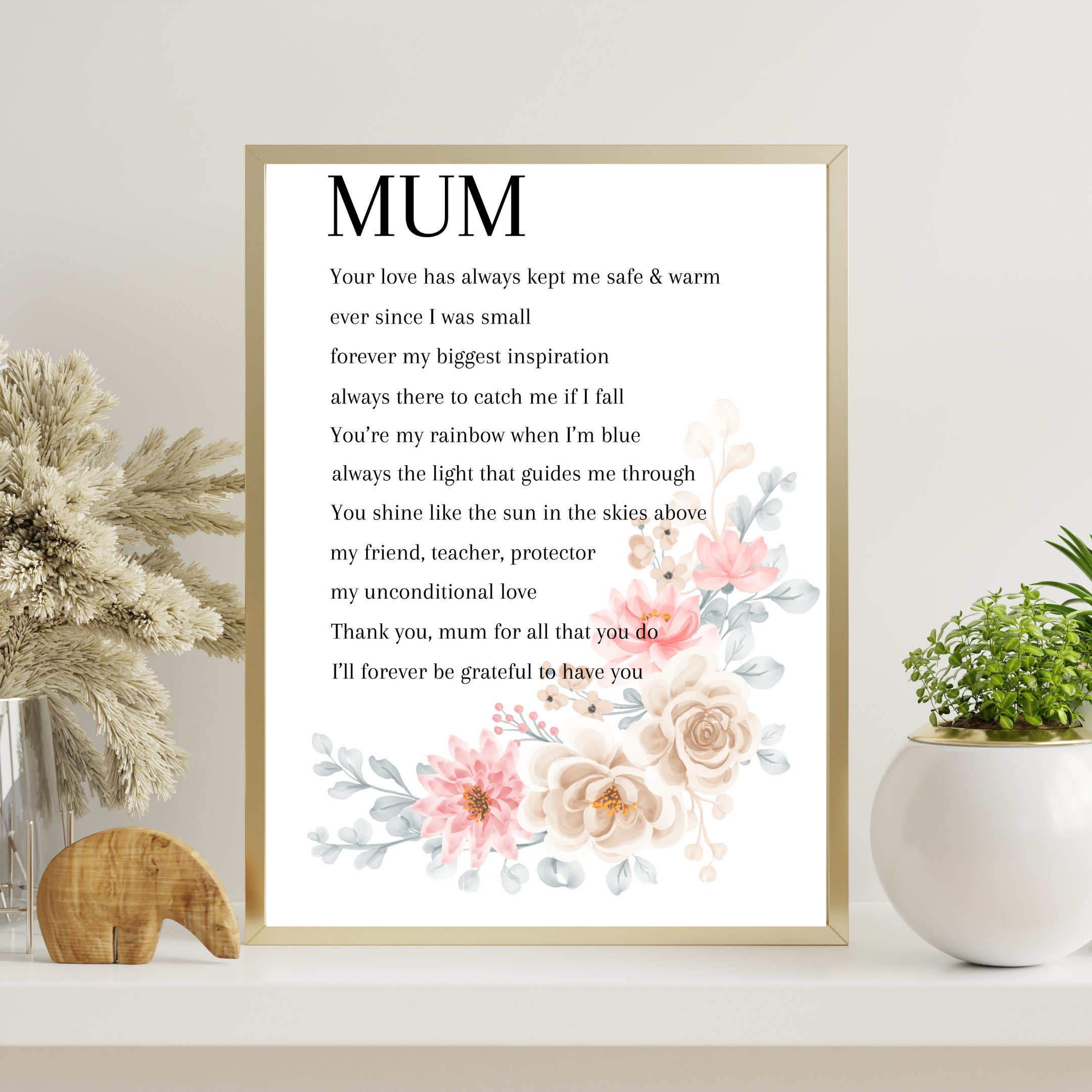 Mother's Day Gift Poem for Mums Mother's Day Print Mum's Birthday Gift ...