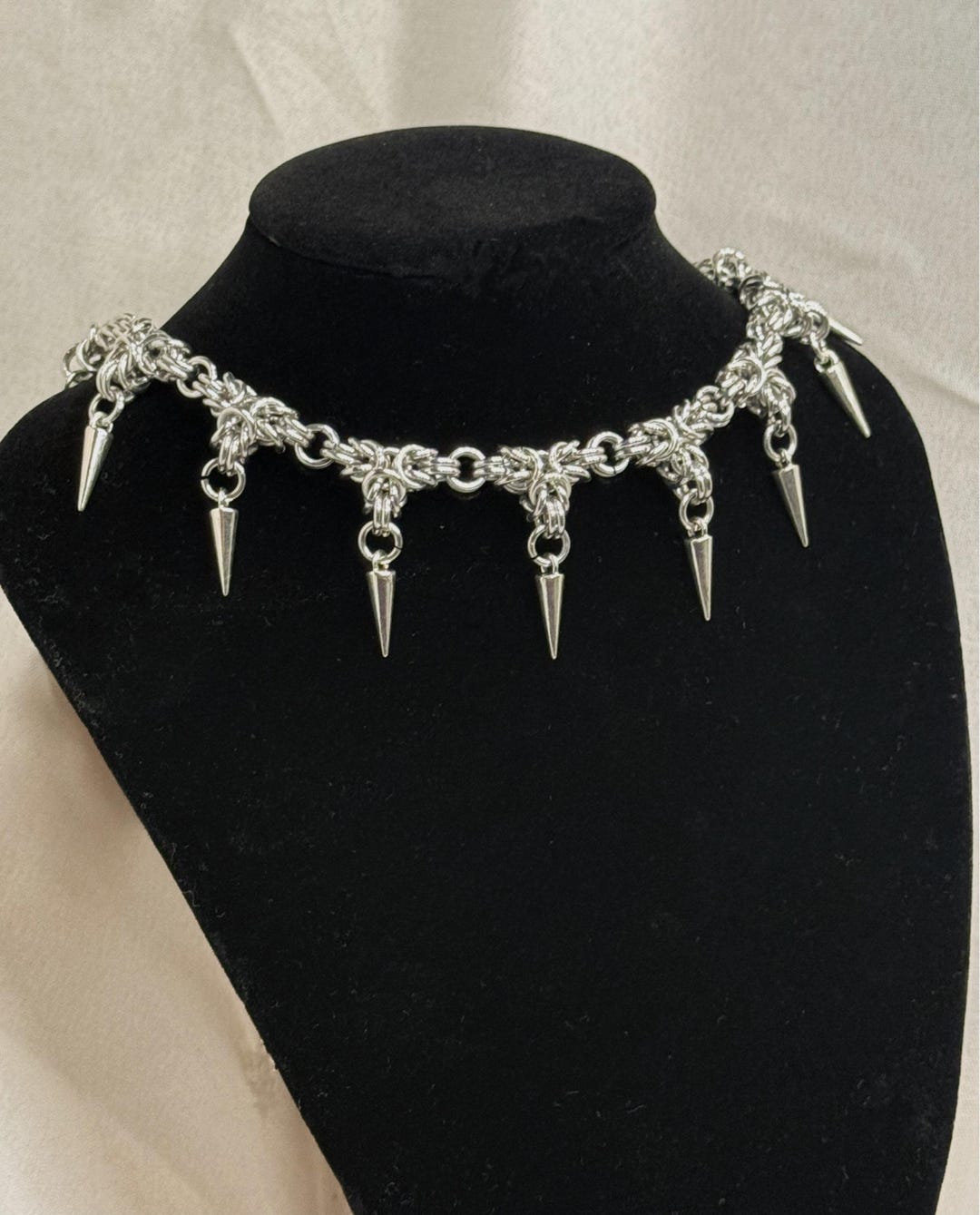Edgy Triple Byzantine Spiked Chainmail Choker Necklace Handcrafted ...