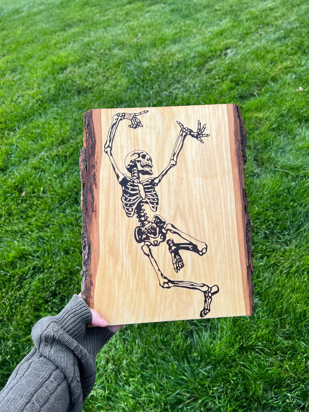 Hand Wood Burned Dancing Skeleton Wall Decor - Etsy