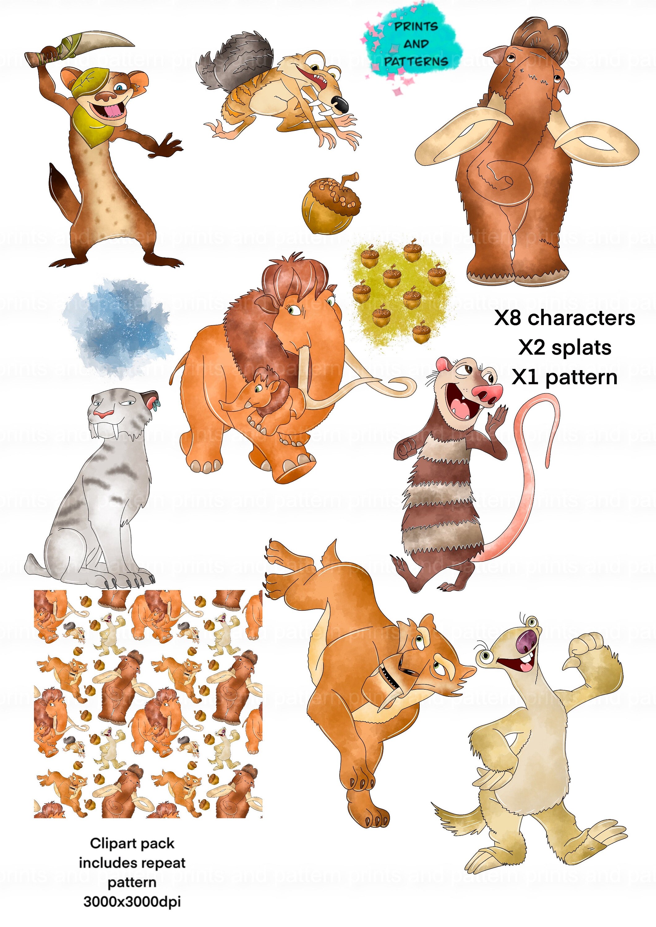 Ice Age Png Clipart Watercolor Ice Age Clipart Prints and - Etsy Australia