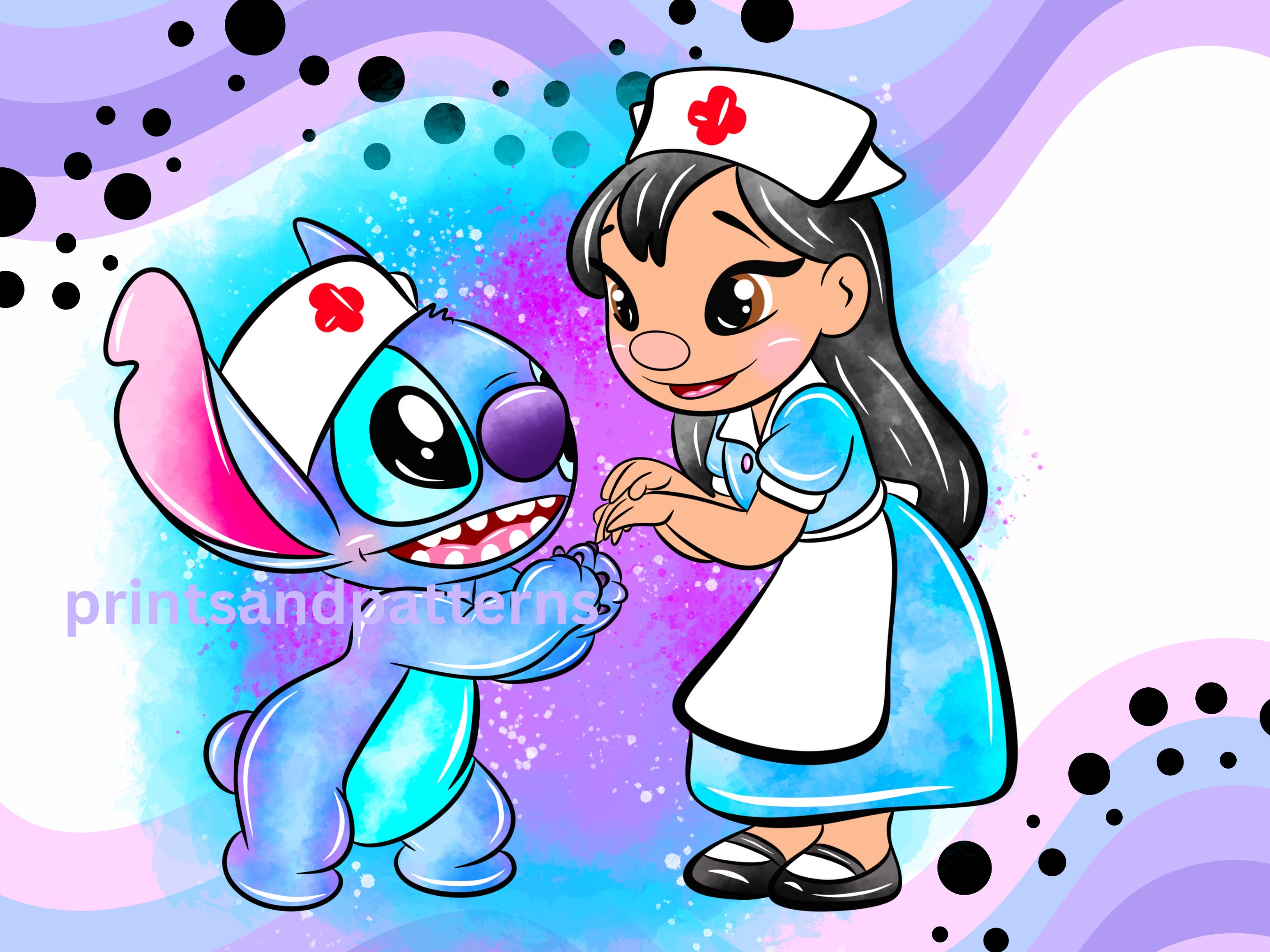 Watercolor Lilo and Stitch Sublimation Png 300dpi Watercolor Get Well ...