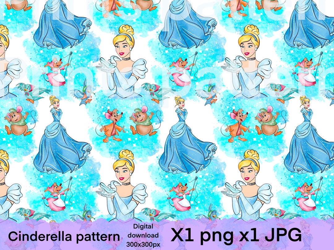 Watercolor Cinderella Pattern Repeat Pattern 300dpi . X1 JPG - Etsy