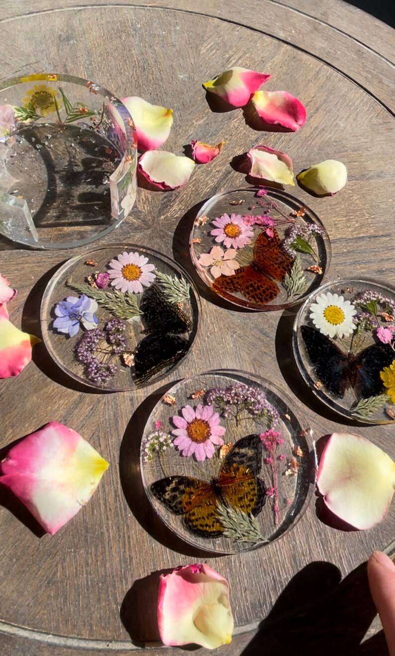 Resin Coasters, Coaster Set, Dried Flower Resin Coasters, Nature ...