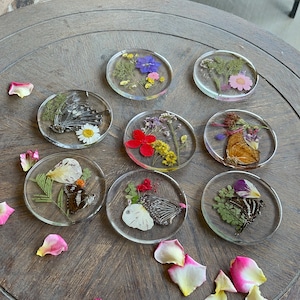 Resin Coasters, Coaster Set, Dried Flower Resin Coasters, Nature ...