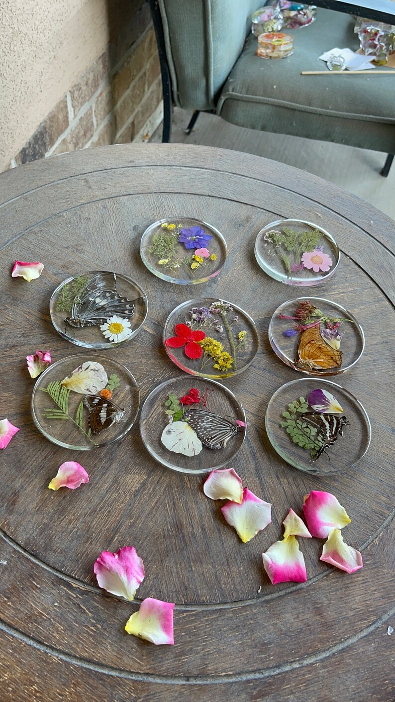 Resin Coasters, Coaster Set, Dried Flower Resin Coasters, Nature ...