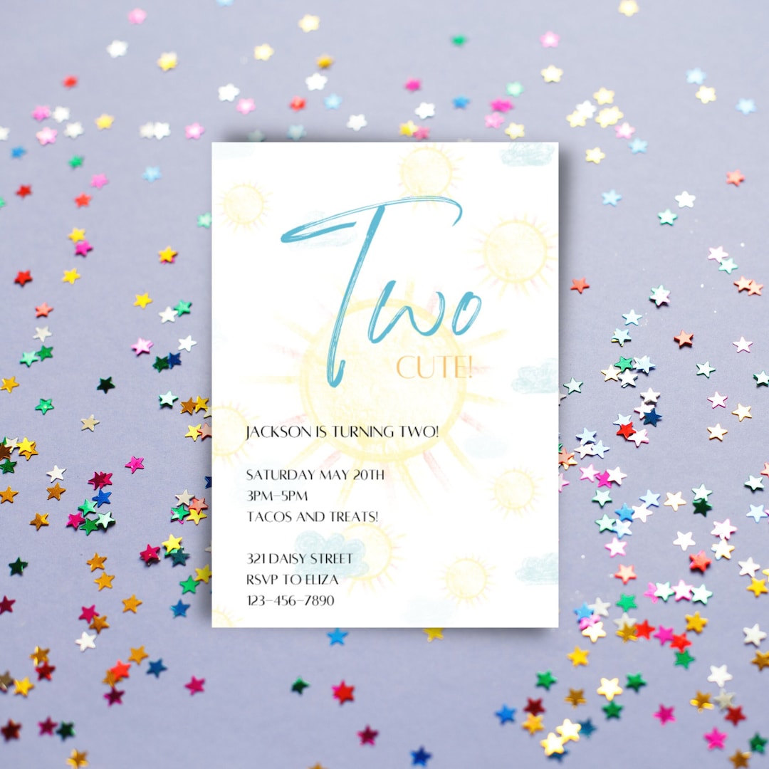 Two Cute Birthday Invitation - Etsy