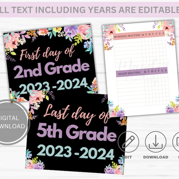 ALL Grades Boho Back to School BUNDLE, DIGITAL Download, Editable Daily ...