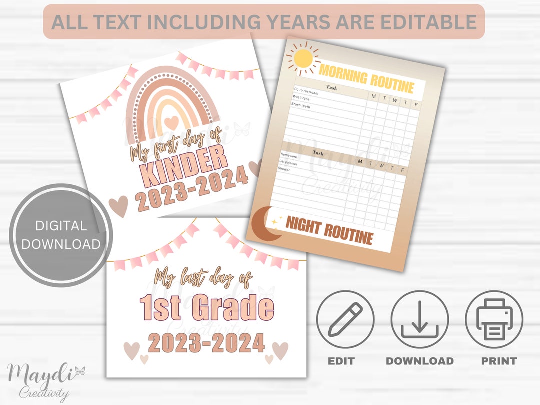 ALL Grades Boho Back to School BUNDLE, DIGITAL Download, Editable Daily ...
