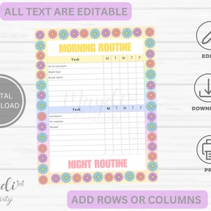 Pastel Groovy, Retro Back to School DIGITAL DOWNLOAD, Editable Daily ...