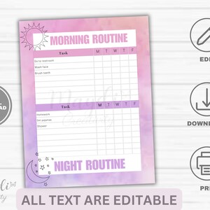 Back to School Boho DIGITAL DOWNLOAD, Editable Daily Routine Checklist ...