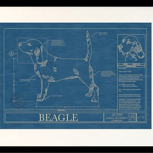 BEAGLE Blueprint, Dog Art, Mid-century Art, Dog Lover Gift, Museum ...