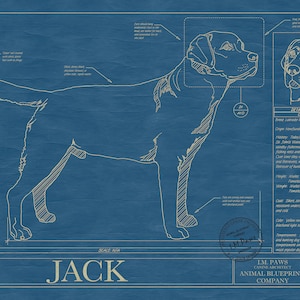LABRADOR RETRIEVER Blueprint, Dog Art, Mid-century Art, Dog Lover Gift ...