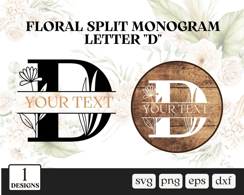 Floral Split Monograms SVG Bundle Wedding Monogram Printable - Etsy