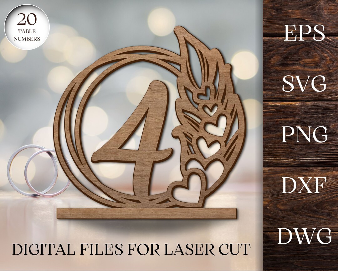 Feather Wedding Table Numbers for Laser Cut, Digital Download Files ...